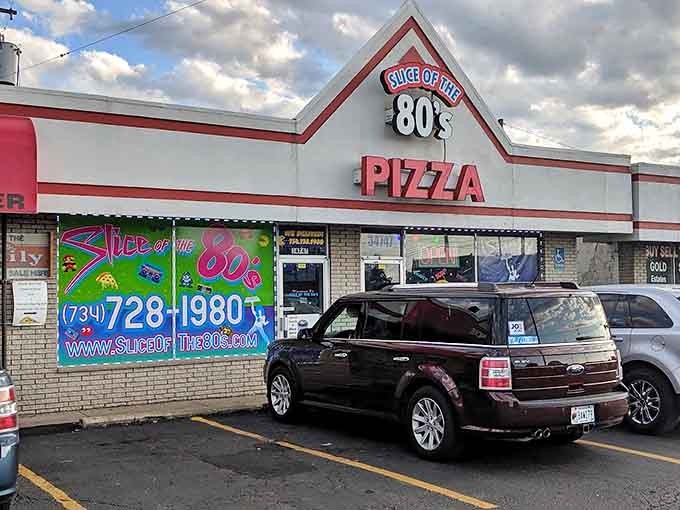 Even the parking lot celebrates the past with vibrant murals of classic cars, setting the tone before you step inside.