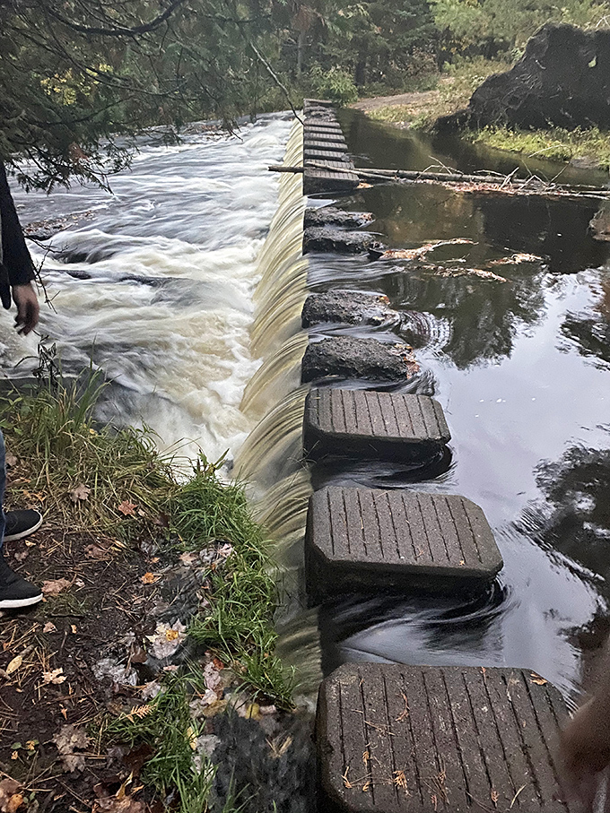 These stepping stones offer passage across the water while providing the perfect opportunity to pretend you're in an adventure movie &ndash; cue the dramatic music!