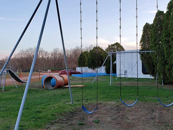 Swings and slides offer the perfect pre-show entertainment for younger viewers, ensuring they'll be ready to settle in when the film starts.