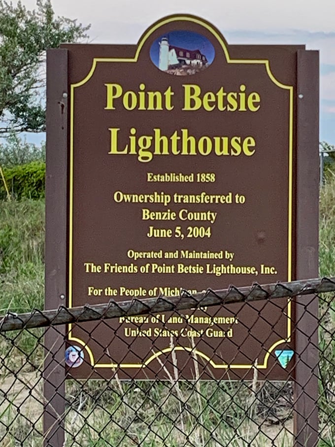 The official sign tells Point Betsie's story &ndash; established in 1858 and now lovingly maintained for future generations.