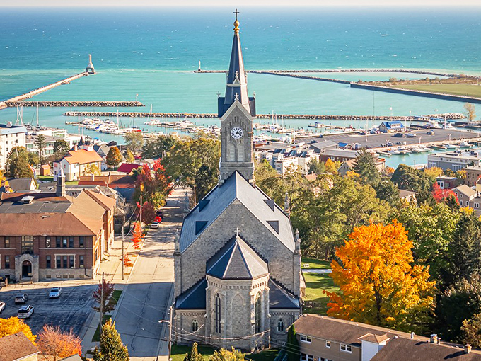 From above, Port Washington reveals its perfect balance &ndash; nestled between blue lake waters and green countryside, with history anchoring it all.