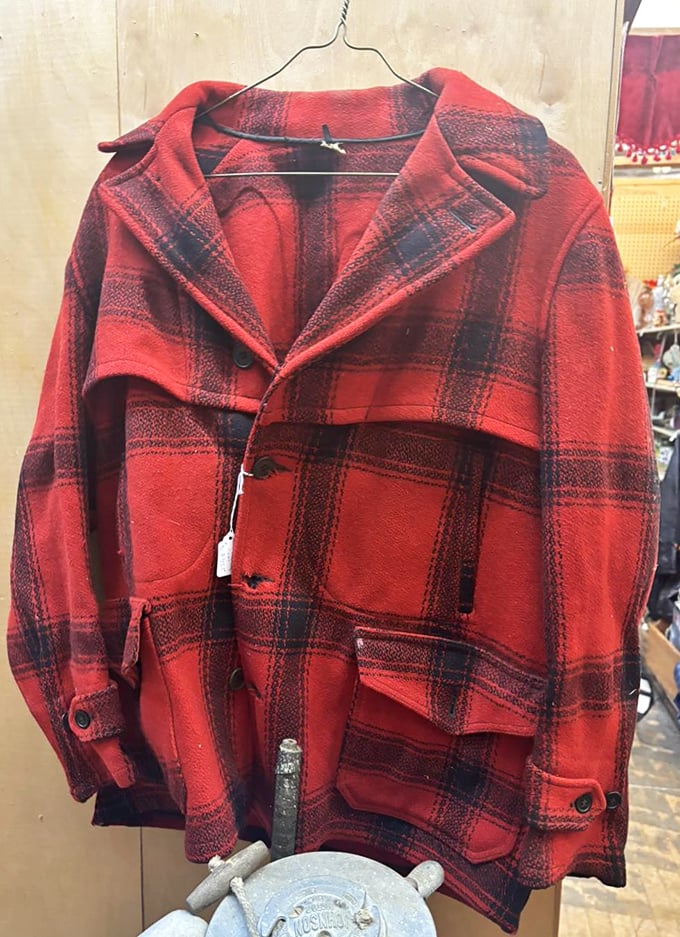 The classic red plaid hunting jacket &ndash; because some fashion statements are timeless, especially when you're trying to not look like a deer.