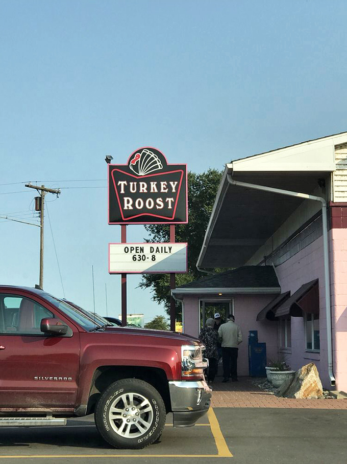The roadside sign promises simple pleasures to highway travelers &ndash; "OPEN DAILY" serving as both statement of fact and reliable comfort.