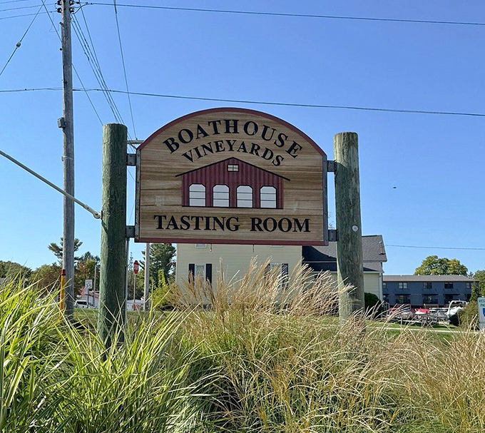 The wooden sign framed by native grasses announces your arrival at a place where Michigan's natural beauty and agricultural bounty come together in delicious harmony.