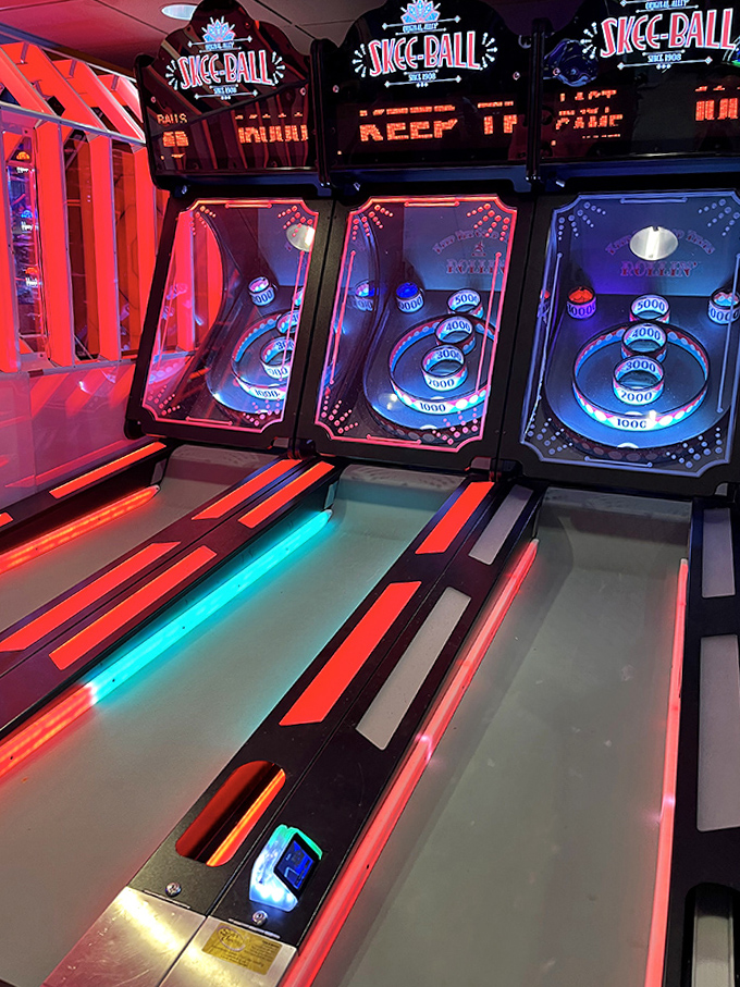 The hypnotic glow of Skee-Ball machines beckons with the promise of tickets, prizes, and the satisfaction of landing that elusive 100-point shot.