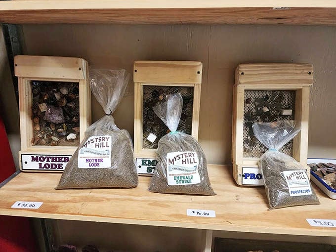 Take-home mining bags let you continue the treasure hunt at home, because one round of prospecting is never quite enough.