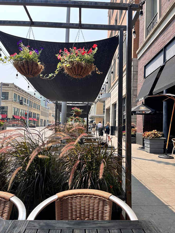 The patio offers a breath of fresh air without losing the newspaper theme &ndash; like reading the lifestyle section in a garden, but with better food.