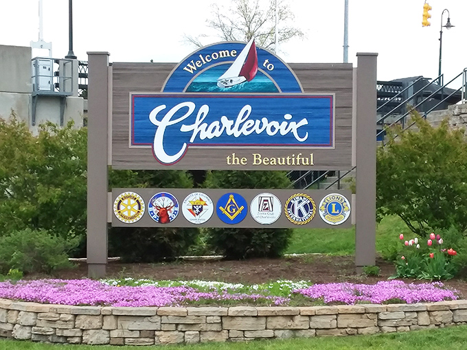 "Charlevoix the Beautiful" isn't just marketing&mdash;it's truth in advertising, as this welcome sign promises and the town delivers.