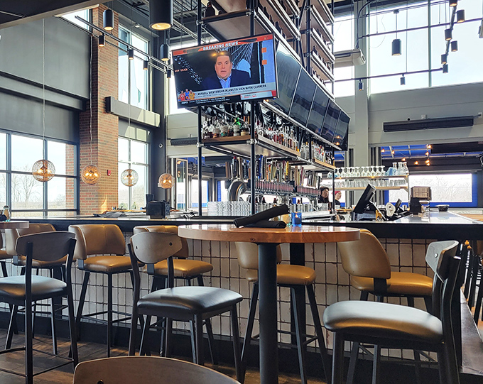 The bar area could stand alone as a neighborhood watering hole, with comfortable seating and an impressive array of spirits behind the counter.