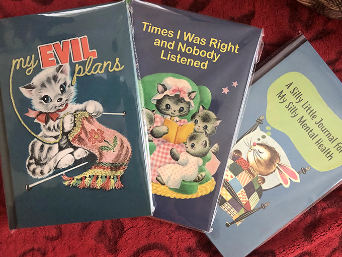 Even the greeting cards embrace the weird &ndash; these vintage-inspired cat illustrations perfectly capture the shop's blend of cute and creepy.