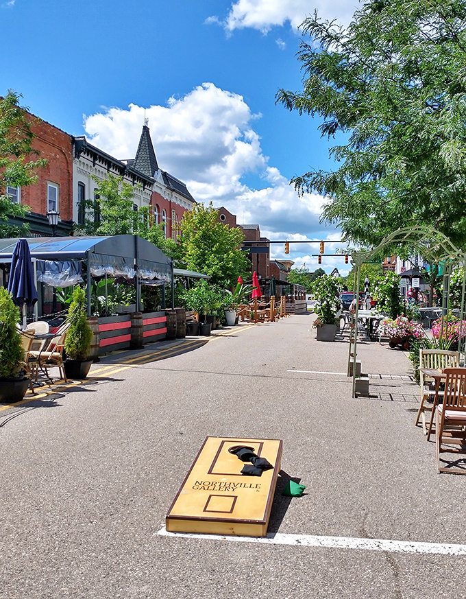 Social streets transform Northville's downtown into an outdoor living room where everyone's invited to stay awhile.