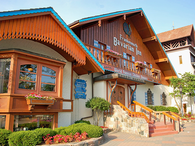 The exterior stands proud on Main Street, basically screaming "yes we're Bavarian in Michigan, deal with it."