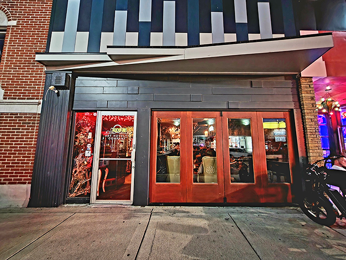 The unassuming exterior gives nothing away, maintaining the true speakeasy tradition of discretion and discovery for those in the know.