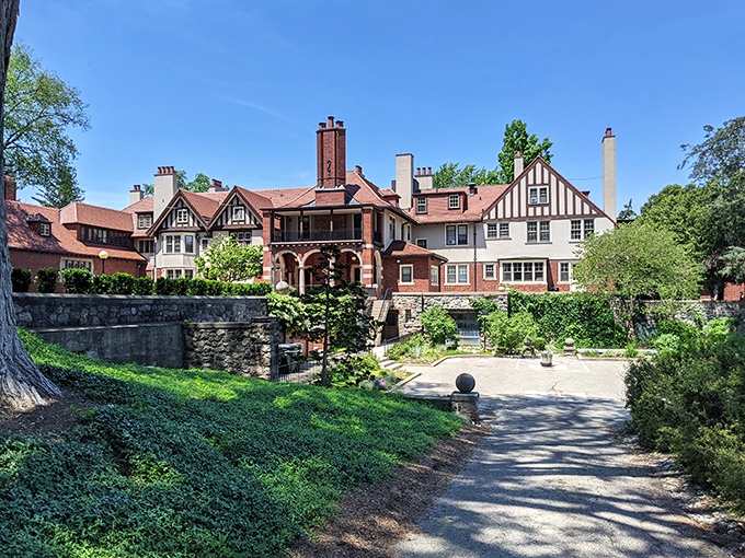 The estate's impressive fa&ccedil;ade reveals itself through the trees, like a grand revelation that makes first-time visitors stop in their tracks.