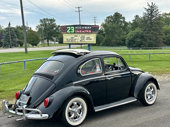 The iconic US 23 Drive-In sign stands as a beacon for movie lovers, promising evenings of entertainment under Michigan's starlit sky.