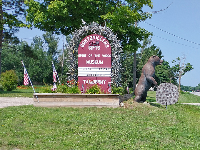 Look for the antler arch sign – your gateway to one of Michigan's most wonderfully weird roadside attractions.