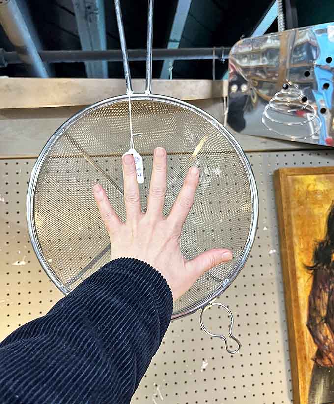 This vintage mesh strainer has probably rescued more pasta and vegetables than most kitchen tools see in a lifetime.