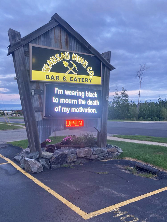 The iconic sign that's become a local landmark &ndash; serving up humor before you even walk through the door.