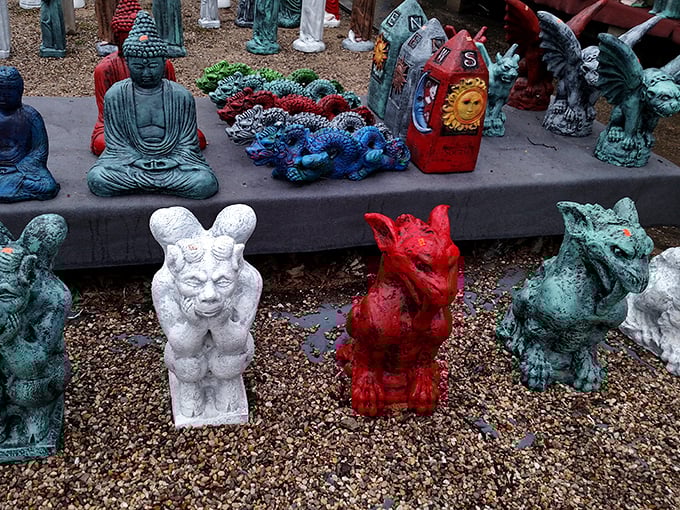 A colorful congregation of mythical creatures and gargoyles that look like they're plotting the world's most whimsical revolution.