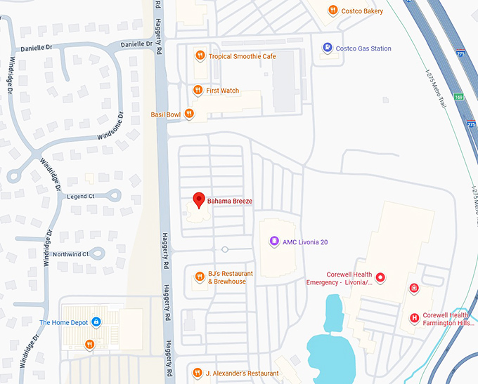 16. bahama breeze (livonia) map