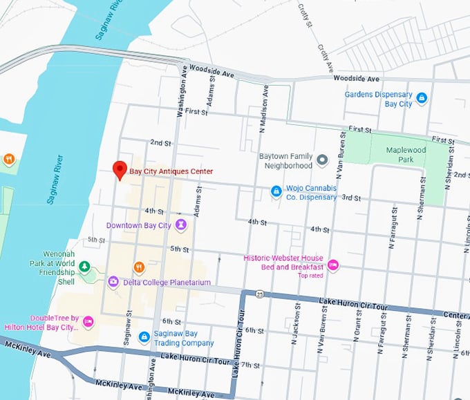 16. bay city antiques center map