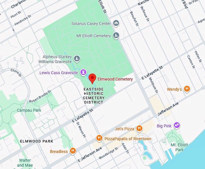 16. elmwood cemetery in detroit map