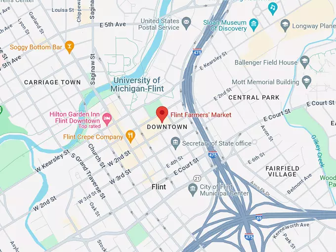 16. flint farmers' market map
