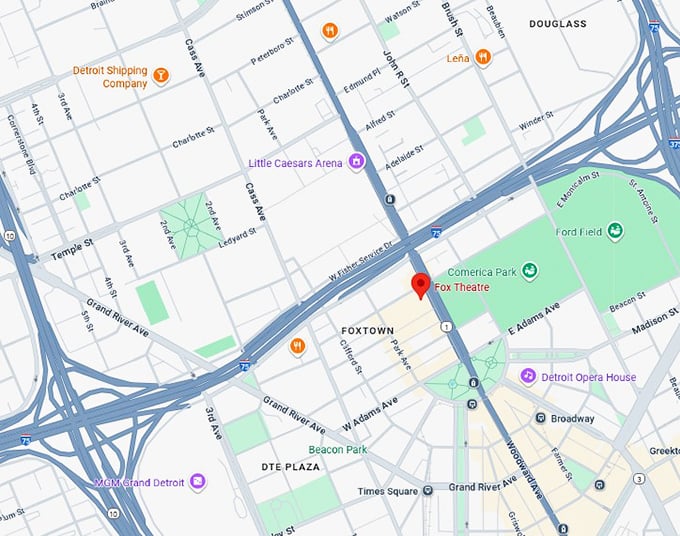 16. fox theatre (detroit) map