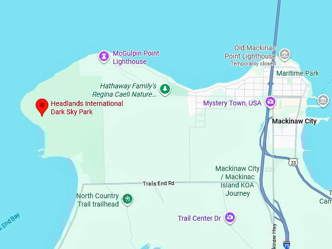 16. headlands international dark sky park (mackinaw city) map