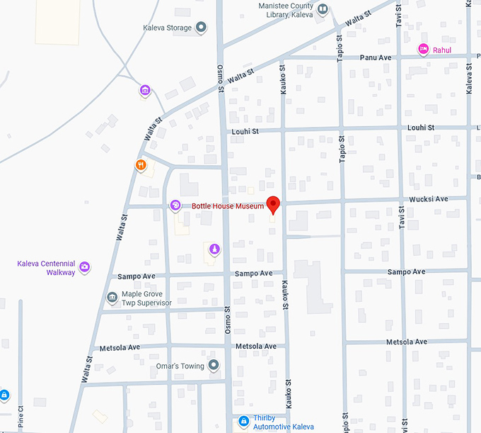 16. kaleva bottle house museum map