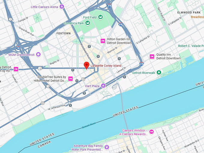16. lafayette coney island (detroit) map