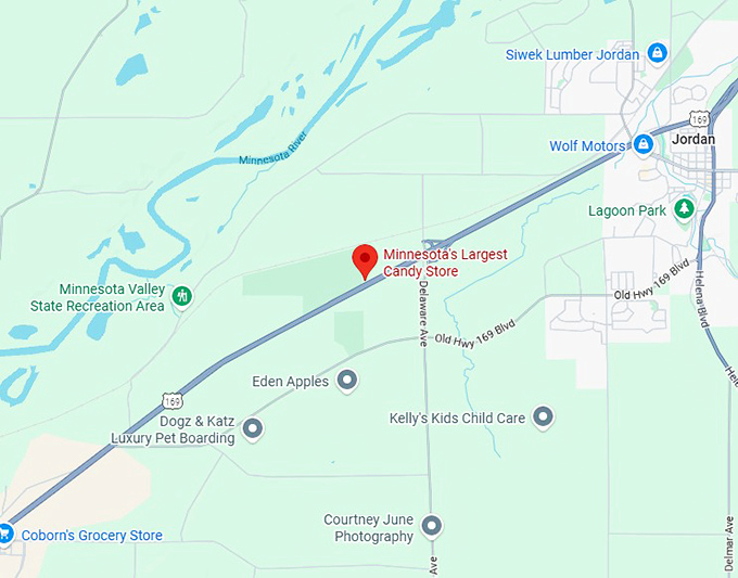 16. minnesota's largest candy store (jordan) map