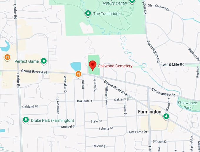 16. oakwood cemetery in farmington hills map