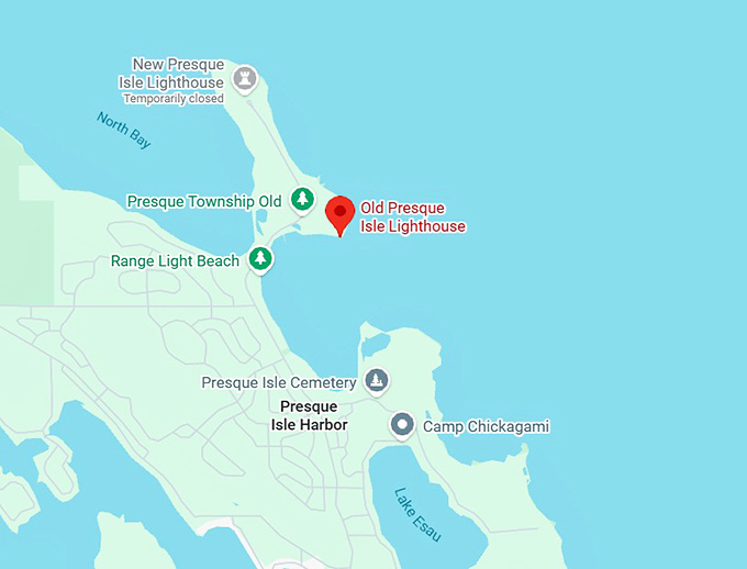 16. old presque isle lighthouse map