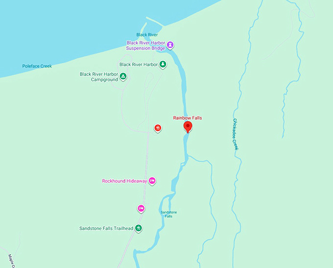 16. rainbow falls (ironwood) map