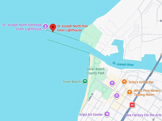 16. st joseph north pier inner lighthouse map