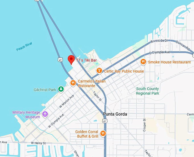 16. tt's tiki bar (punta gorda) map