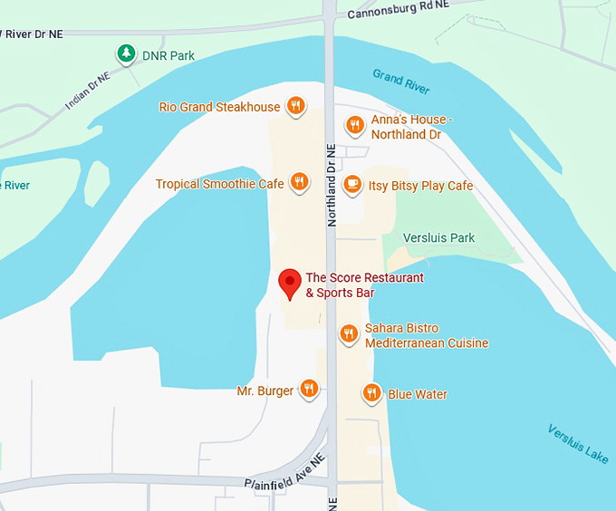 16. the score restaurant & sports bar (grand rapids) map