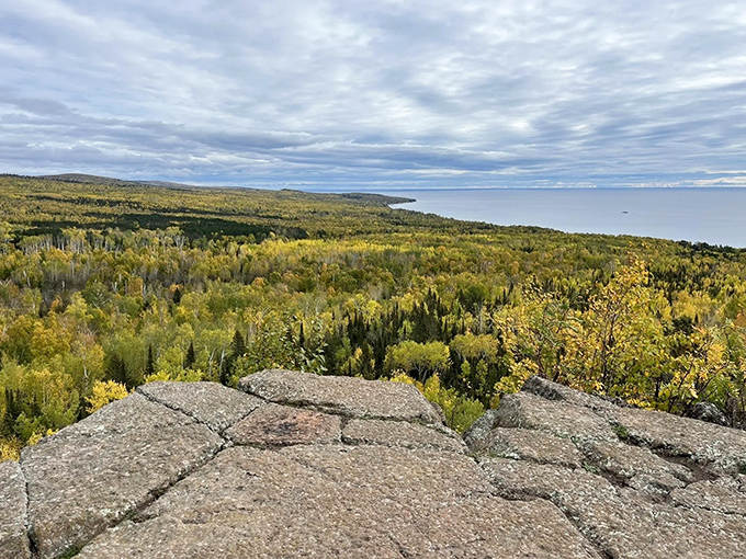 Where Minnesota's North Shore shows off its rugged beauty, with trails winding through ancient forests and rocky outcrops.