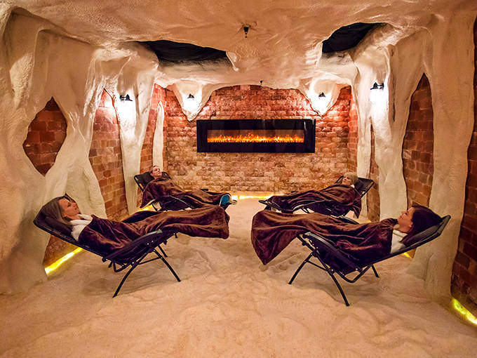 Step into a world where stress doesn't stand a chance. The Himalayan salt cave's rosy glow promises relaxation beyond your wildest dreams.