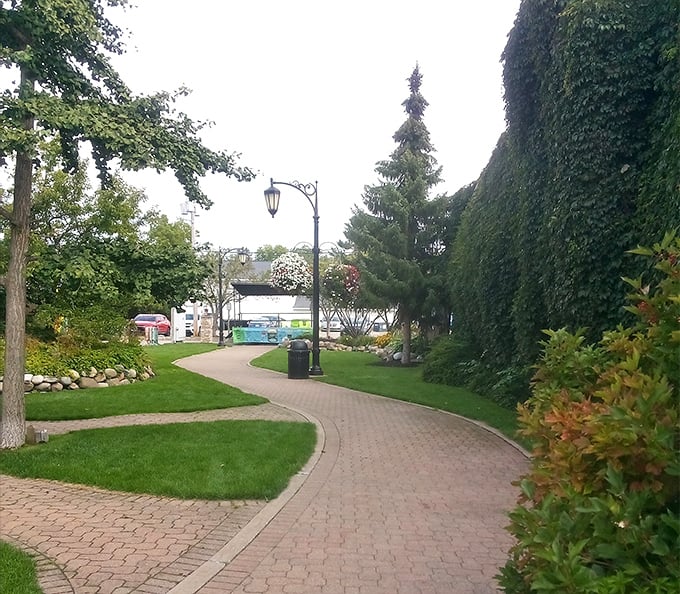 Claude Shannon Park offers a peaceful retreat with winding brick paths and lush greenery &ndash; nature's antidote to doom-scrolling.