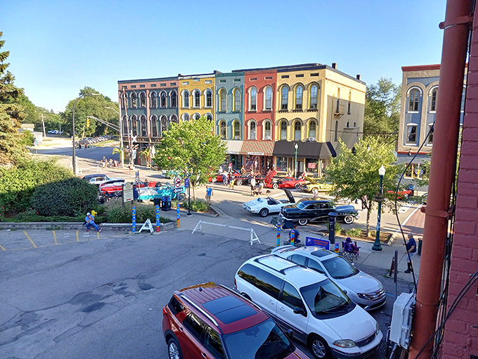 Depot Town's colorful historic buildings create a living postcard where vintage charm meets modern vibrancy in perfect harmony.