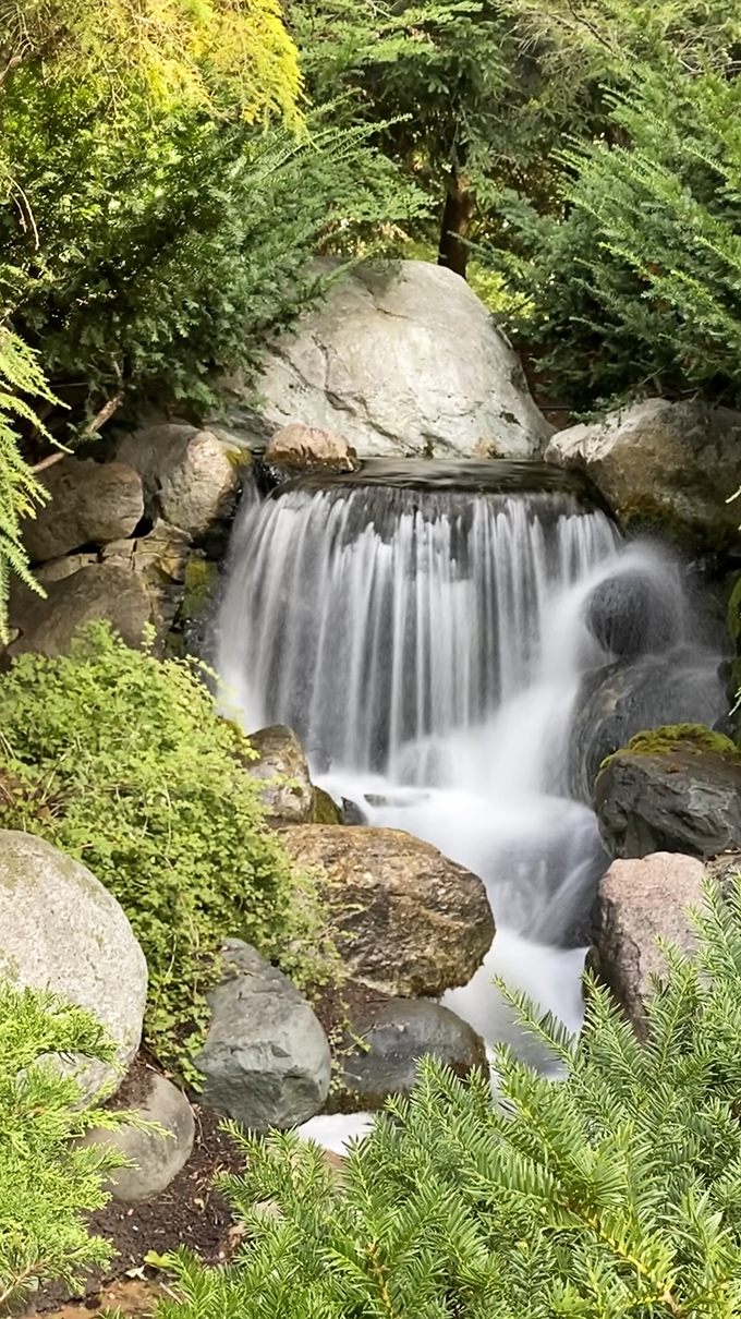 Water music in motion: This gentle cascade creates nature's perfect white noise machine, drowning out everything except your "oohs" and "aahs."