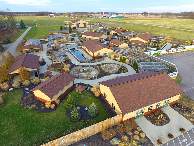 A bird's-eye view reveals Boulder Ridge's thoughtful design &ndash; a patchwork of habitats creating a cozy animal neighborhood in Michigan.