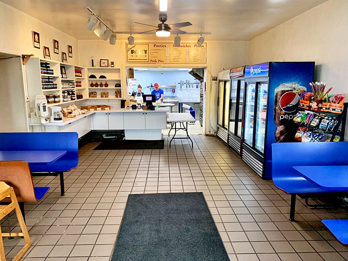 Simple blue booths and clean lines &ndash; because when the food's this good, fancy decor would just be a distraction.