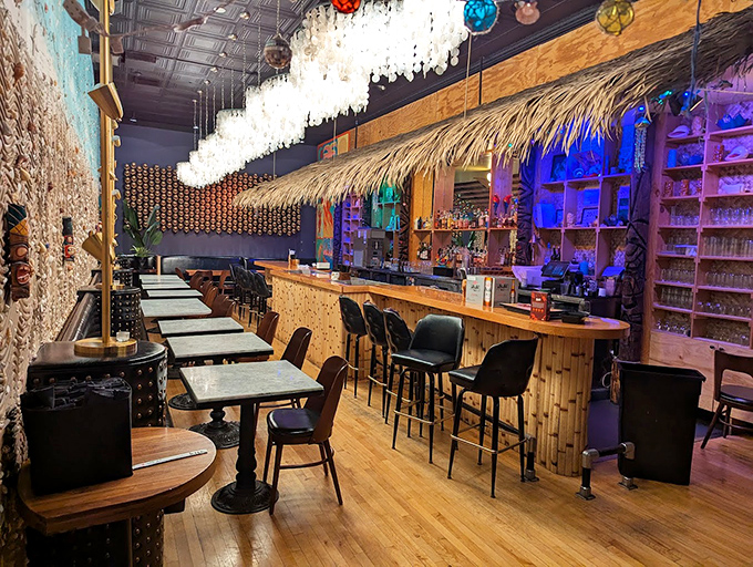 Step inside Mai Tiki and suddenly you're not in Michigan anymore! Shell chandeliers and thatched palms create instant vacation vibes.