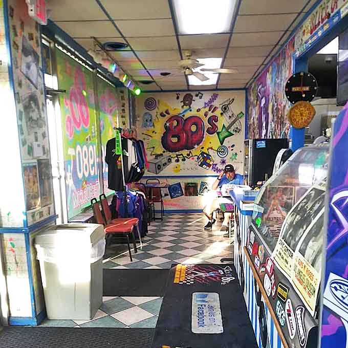 Step inside and instantly teleport to 1985 &ndash; black and white checkered floors, vibrant murals, and enough '80s memorabilia to make MTV jealous.