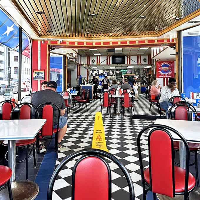 Step inside and travel back in time with the classic red and white decor, checkered floors, and counter seating that's been serving Detroit's hungry masses for generations.