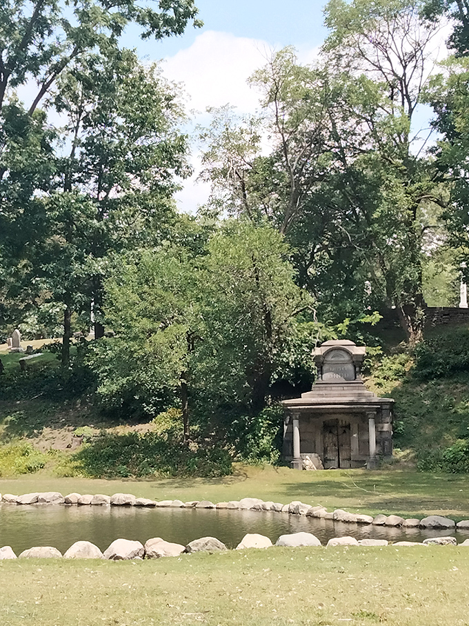 Tranquility flows through Elmwood's landscape where the historic Bloody Run creek creates a peaceful sanctuary amid urban Detroit.