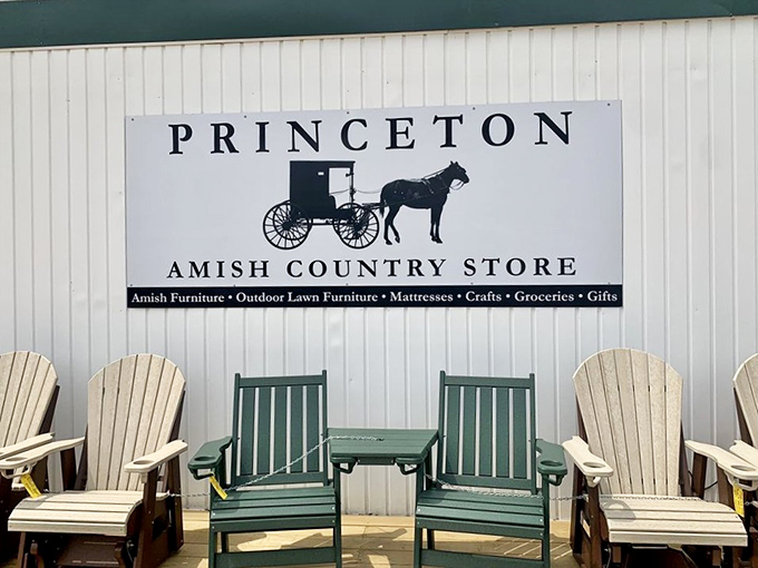 Inside the Princeton Amish Country Store, where handcrafted furniture meets vintage charm in a delightful blend of old-world craftsmanship and modern appeal.